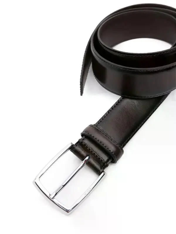 BOSS Logo-engraved Buckle Leather Belt