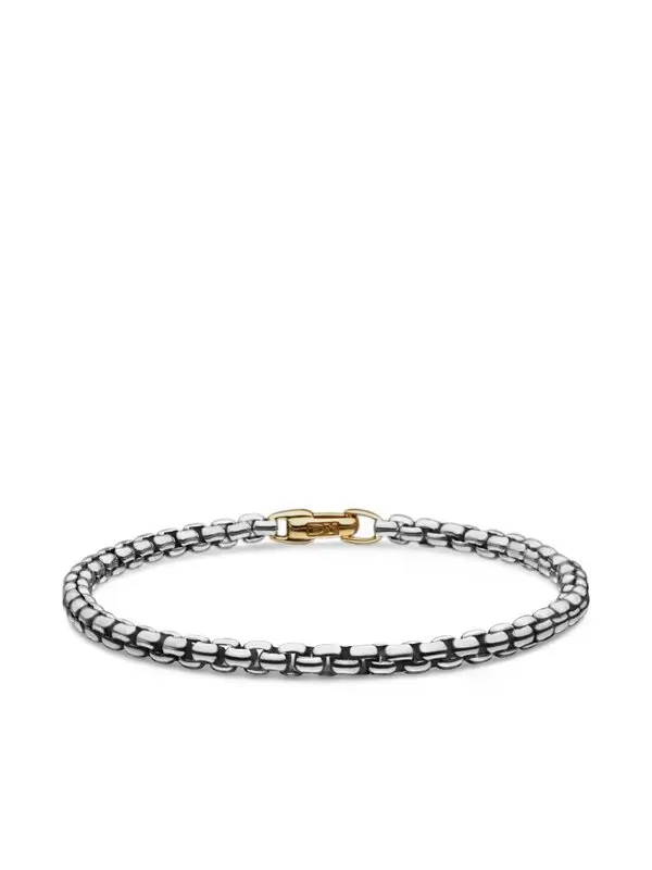 David Yurman 14kt Yellow Gold And Sterling Dy Bel Aire Box Chain Bracelet - Silver