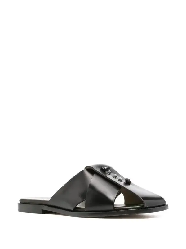 Hereu Corema Leather Mules - Black