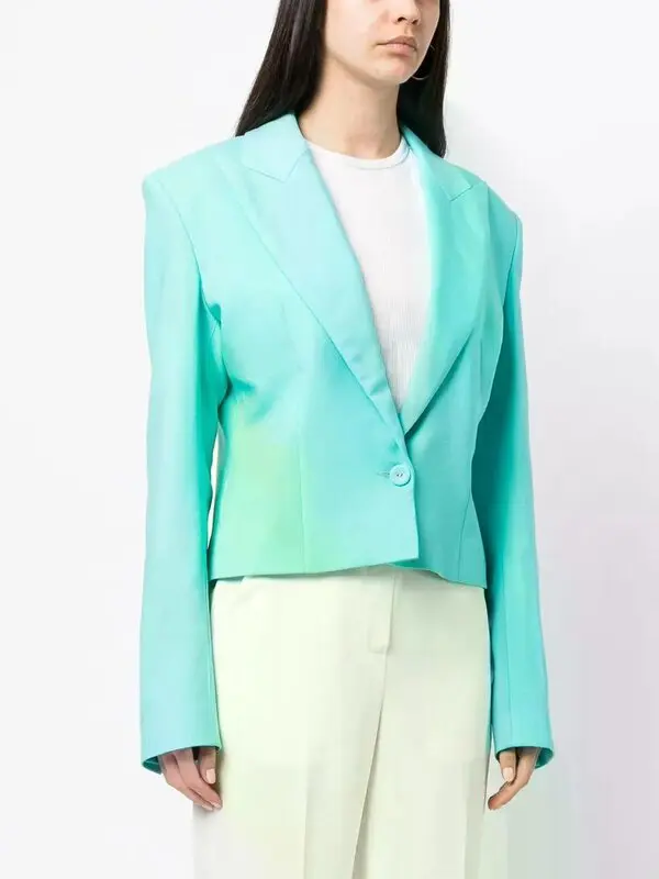 Costarellos Cropped Padded-shoulder Blouse - Blue