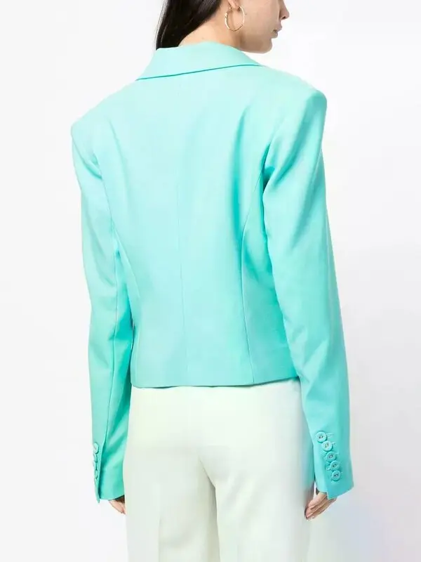 Costarellos Cropped Padded-shoulder Blouse - Blue