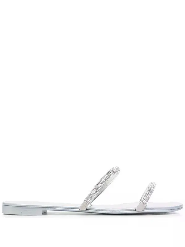 GIUSEPPE ZANOTTI Crystal-embellished Leather Sandals - Silver