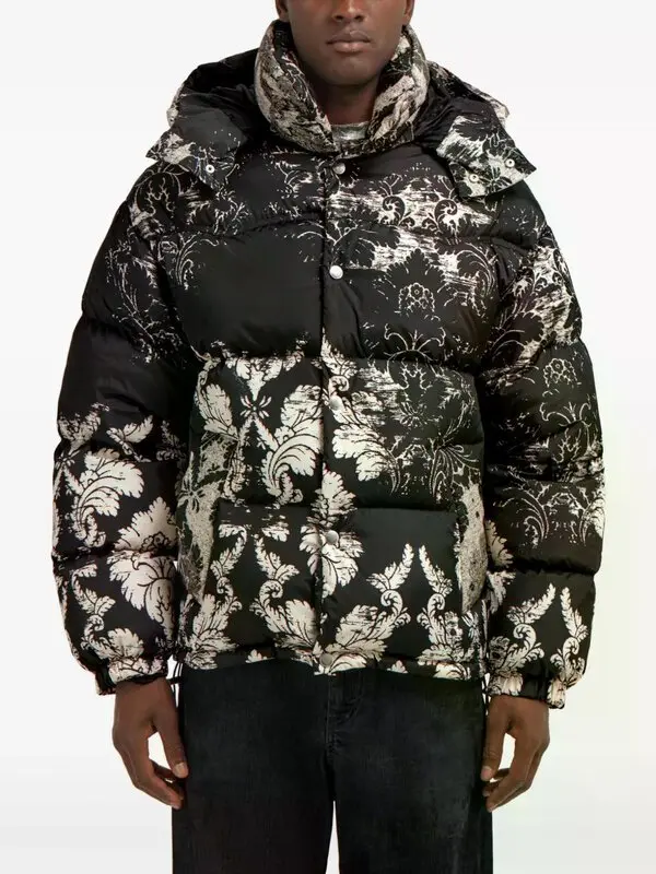 Roberto Cavalli Broccato-print Puffer Jacket