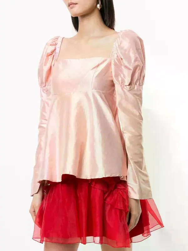 MACGRAW Romantic Puff Sleeve Top - Pink