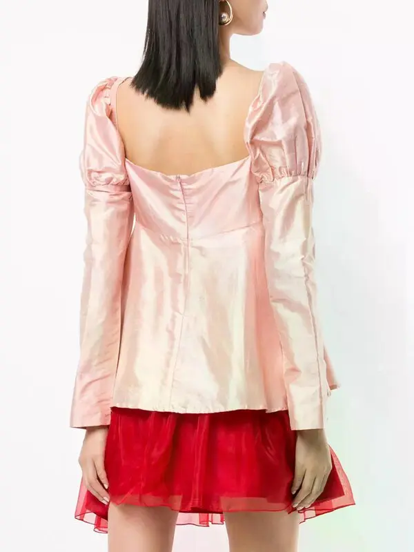 MACGRAW Romantic Puff Sleeve Top - Pink