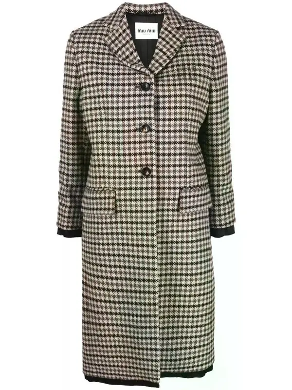 Miu Miu Houndstooth Virgin Wool Coat