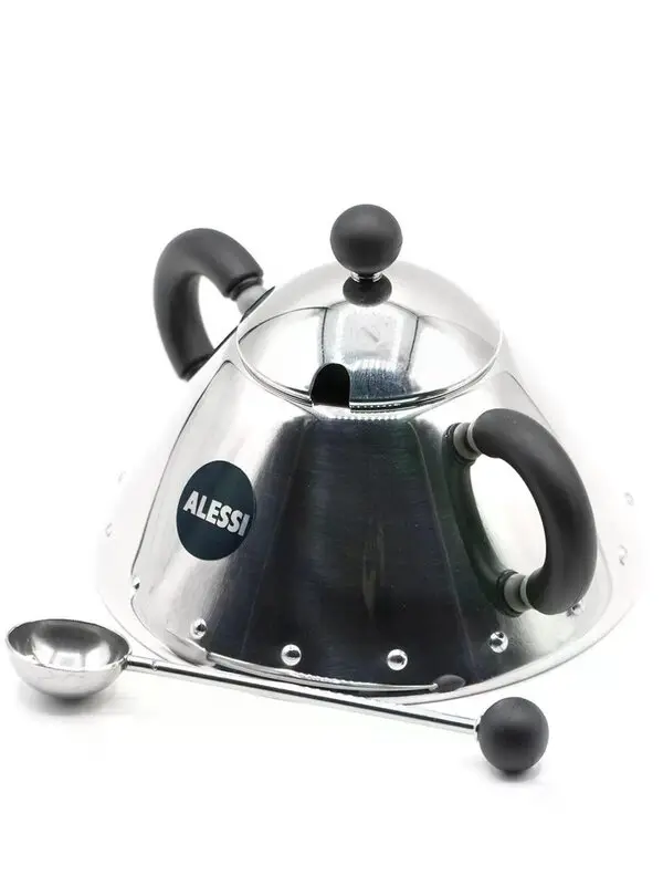 ALESSI Logo-print Sugar Bowl & Spoon Set - Silver