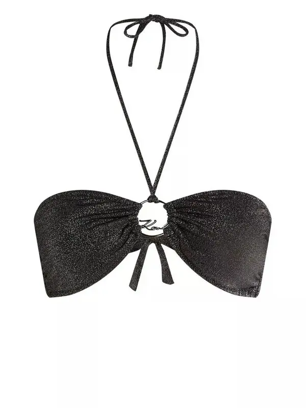 Karl Lagerfeld Halter Bikini Top - Black