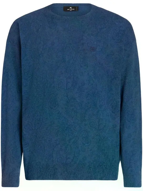 Etro Logo-embroidered Wool Jumper - Blue