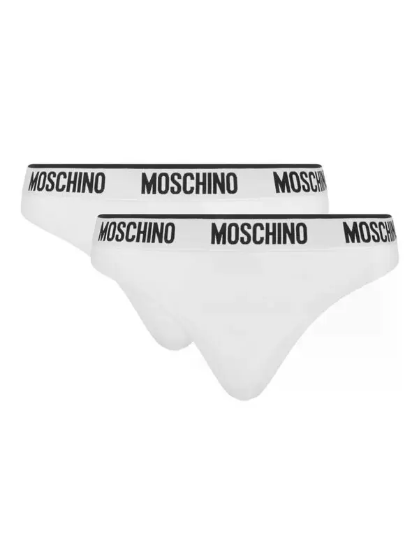 Moschino Logo-waistband Thongs - White
