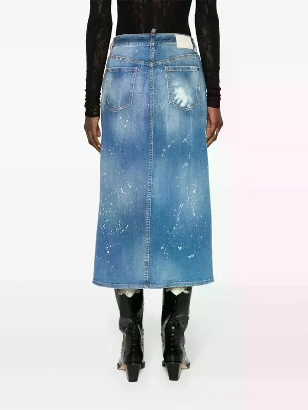 Dsquared2 Distressed-effect Denim Midi Skirt