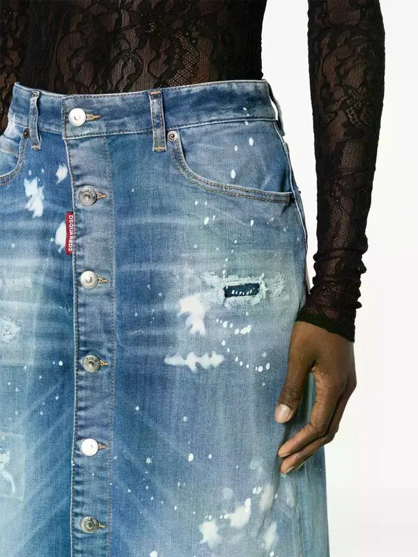 Dsquared2 Distressed-effect Denim Midi Skirt