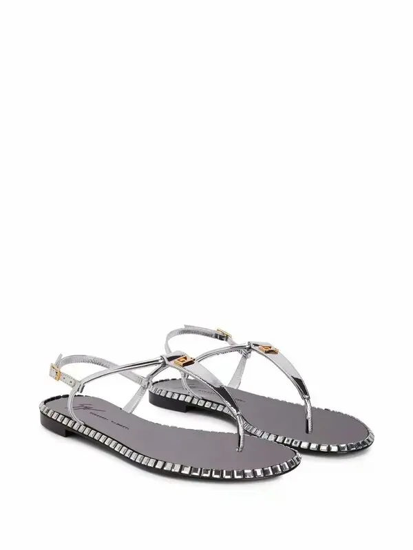 GIUSEPPE ZANOTTI Bellatriks Leather Sandals - Silver