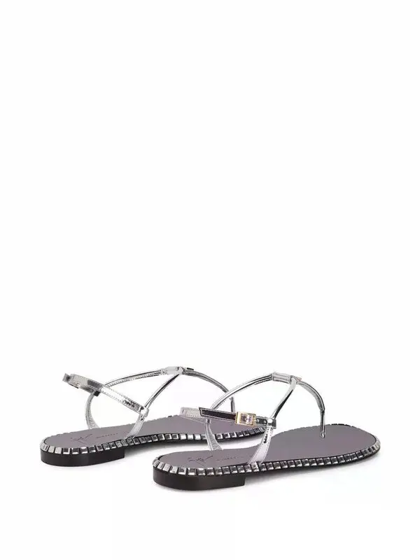GIUSEPPE ZANOTTI Bellatriks Leather Sandals - Silver