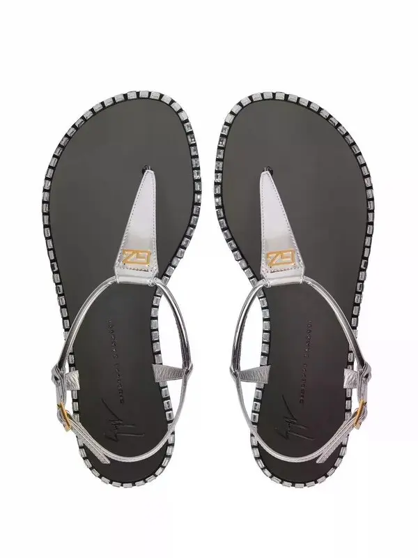 GIUSEPPE ZANOTTI Bellatriks Leather Sandals - Silver