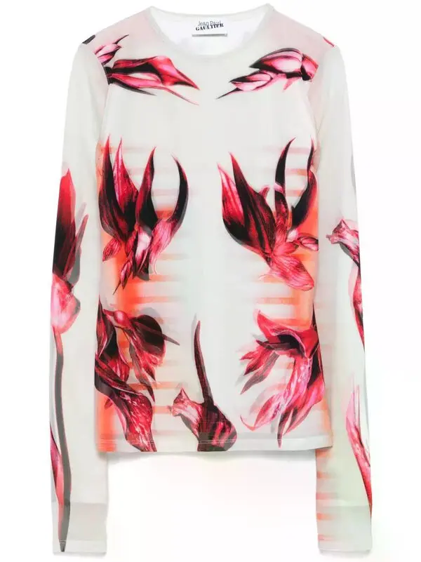 JEAN PAUL GAULTIER Double-layered Printed Top - Neutrals