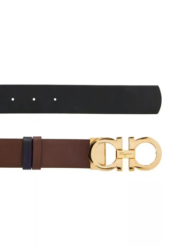 FERRAGAMO Reversible Gancini Belt - Brown