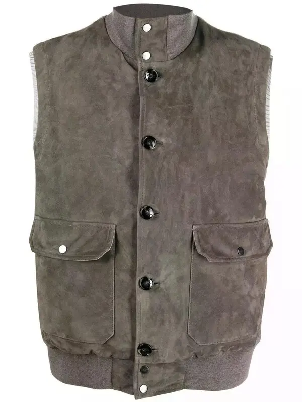 Kiton Feather-down Suede Padded Gilet