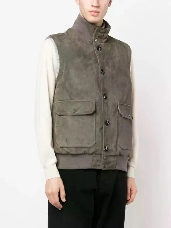 Kiton Feather-down Suede Padded Gilet
