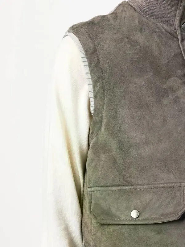 Kiton Feather-down Suede Padded Gilet