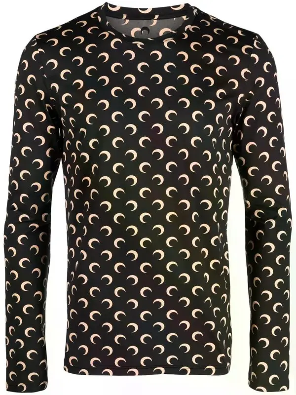 MARINE SERRE Regenerated Crescent Moon Print Second Skin Top - Black