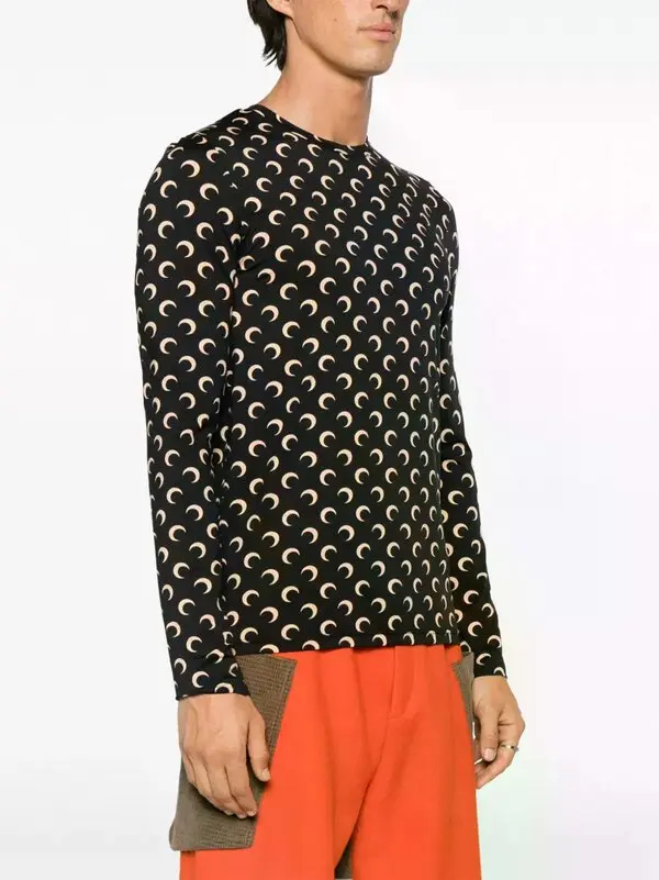 MARINE SERRE Regenerated Crescent Moon Print Second Skin Top - Black