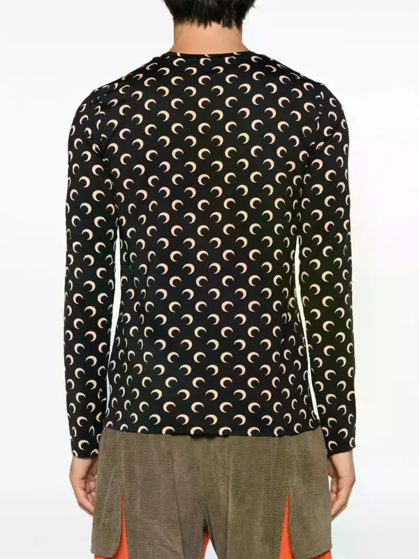 MARINE SERRE Regenerated Crescent Moon Print Second Skin Top - Black