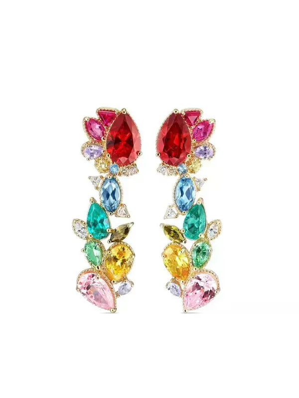 ANABELA CHAN 18k Yellow Gold Garden Of Eden Multi-stone Drop Earrings - Red