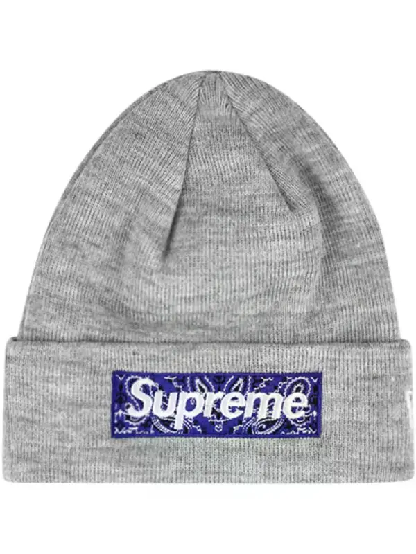 Supreme X New Era Bandana Box Logo Beanie - Grey