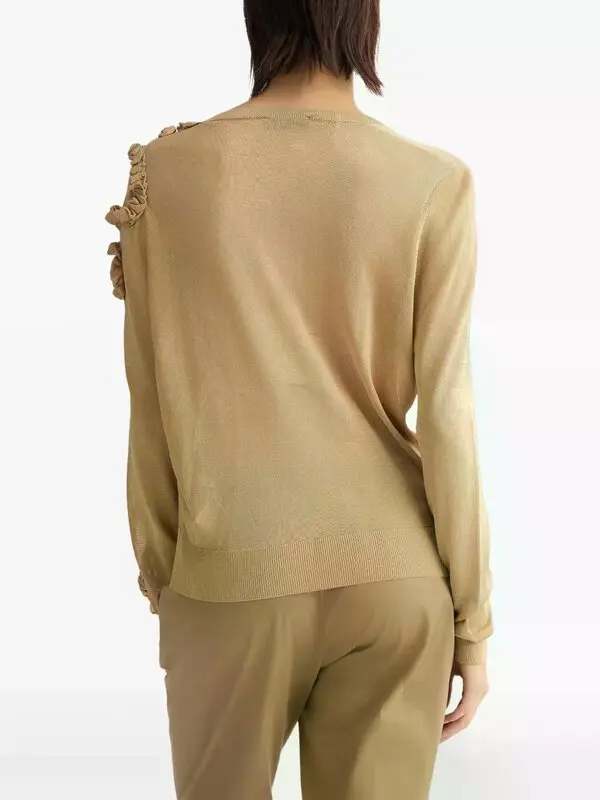 Liu Jo Ruched V-neck Long-sleeve Sweater