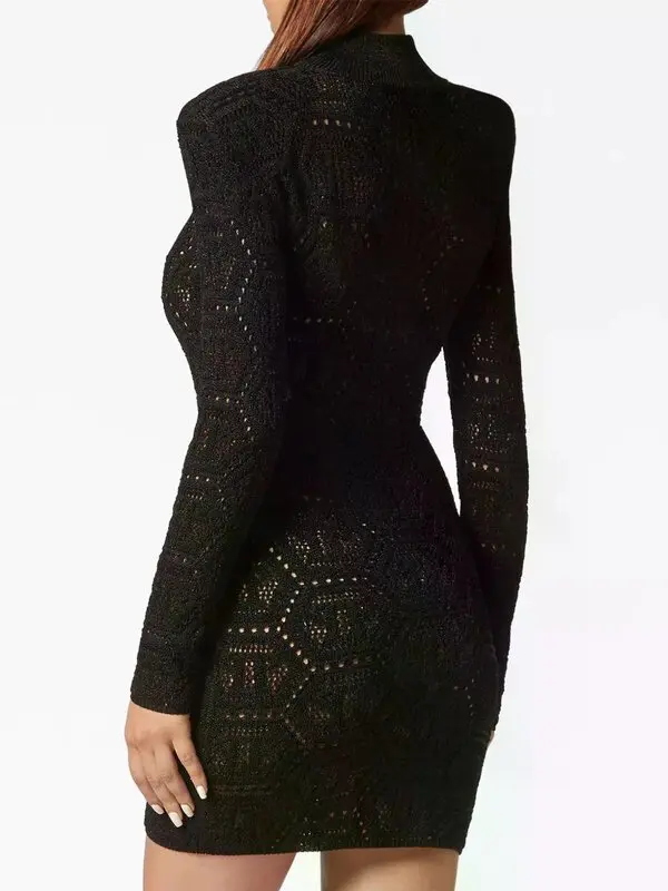 Philipp Plein Monogram Pointelle-knit Minidress