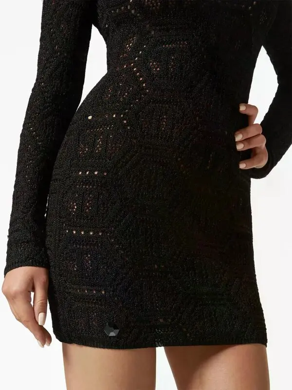 Philipp Plein Monogram Pointelle-knit Minidress