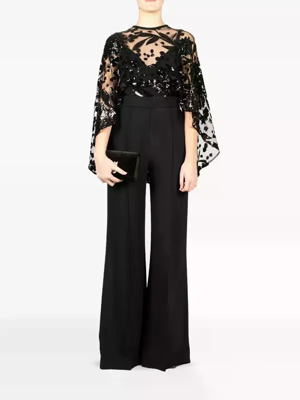 Elie Saab Embroidered Cape Detail Jumpsuit
