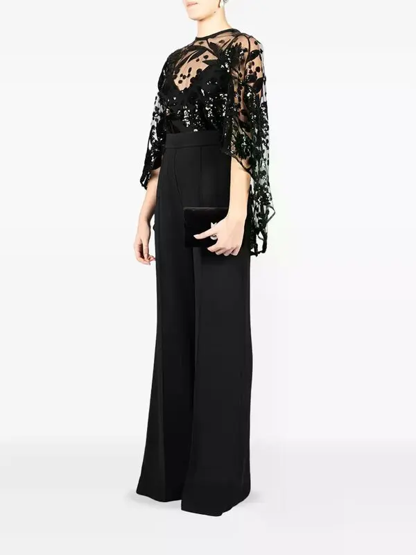 Elie Saab Embroidered Cape Detail Jumpsuit