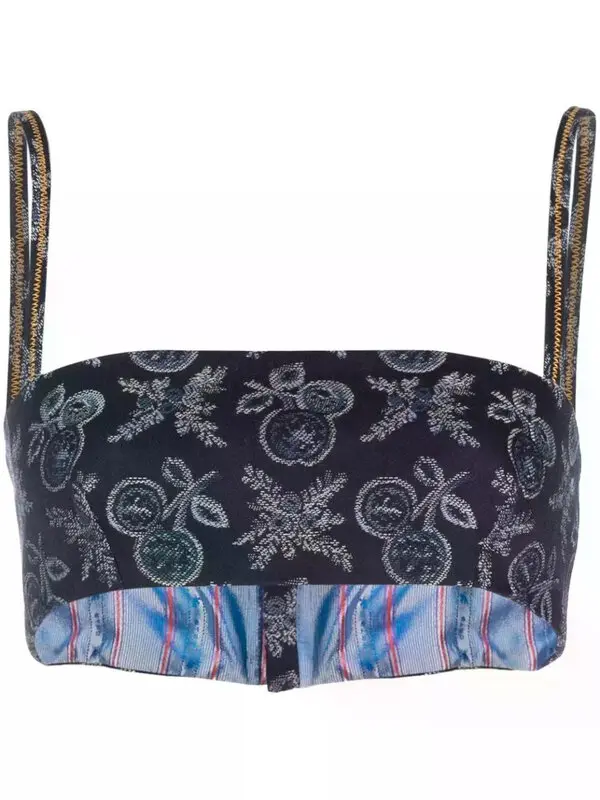 Etro Patterned-jacquard Bralette - Blue