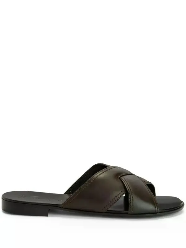 GIUSEPPE ZANOTTI Flavio Crossover-straps Leather Sandals - Brown