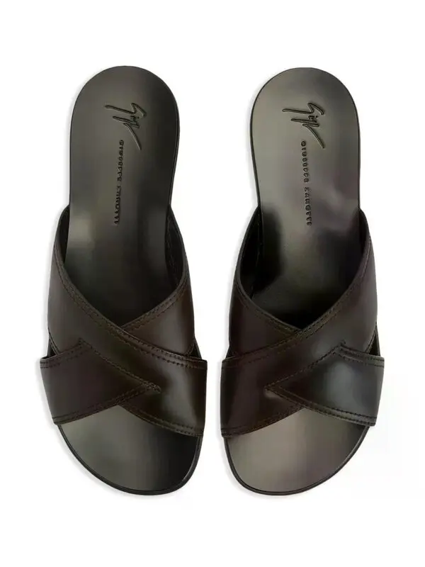 GIUSEPPE ZANOTTI Flavio Crossover-straps Leather Sandals - Brown