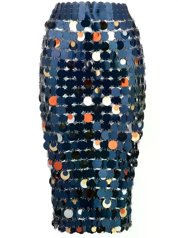 Rabanne Paillette-chainmail Pencil Midi Skirt