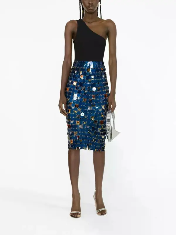 Rabanne Paillette-chainmail Pencil Midi Skirt