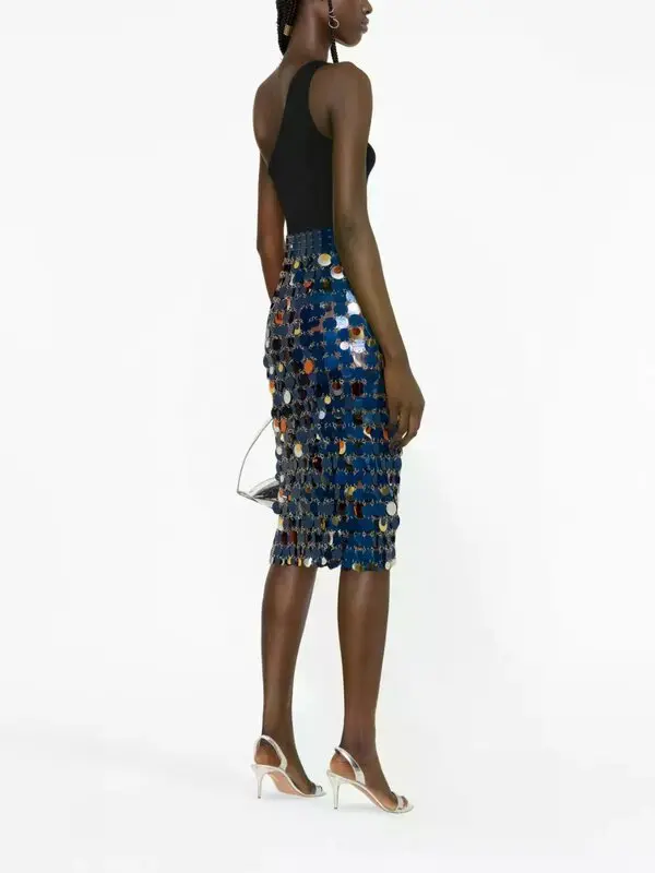 Rabanne Paillette-chainmail Pencil Midi Skirt