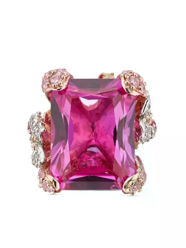 ANABELA CHAN 18kt Gold Vermeil Cinderella Ring With Sapphire And Diamond - Pink