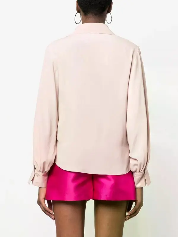BLANCA VITA Draped V-neck Blouse - Pink
