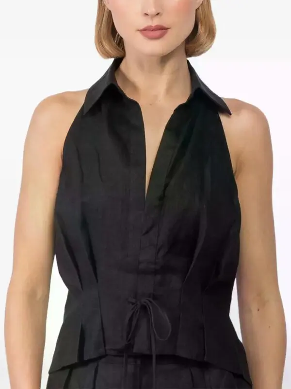HEVRON Linen Sleeveless Top
