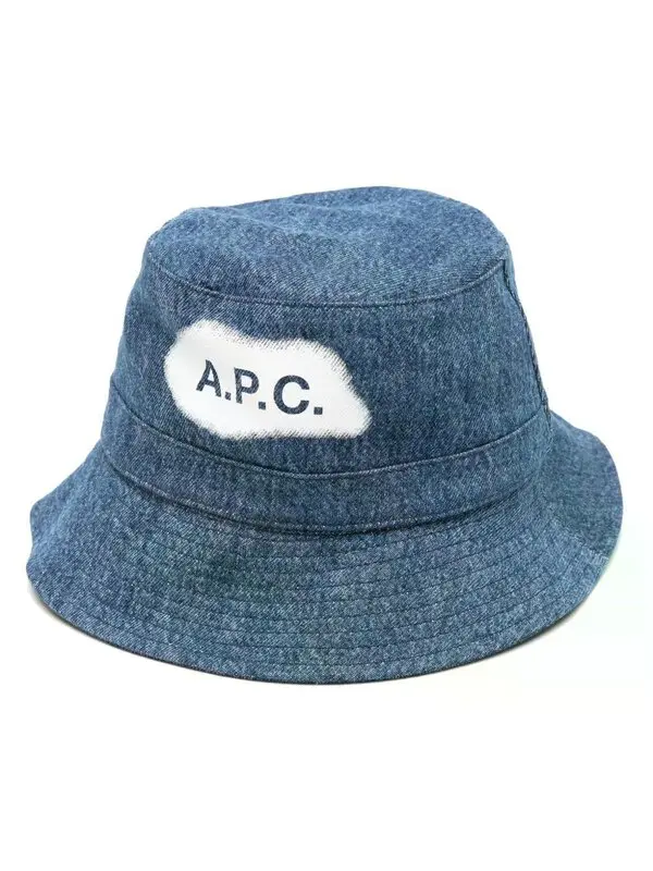 A.p.c. Logo-print Denim Bucket Hat - Blue