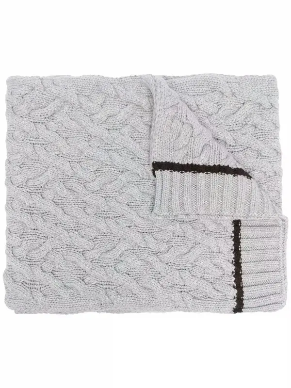 Malo Cable-knit Scarf - Grey
