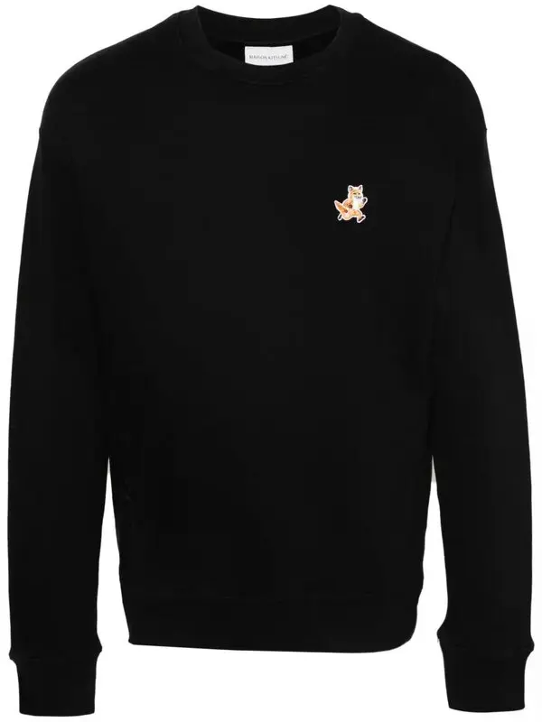 Maison Kitsuné Fox-motif Cotton Sweatshirt - Black