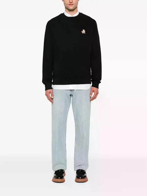 Maison Kitsuné Fox-motif Cotton Sweatshirt - Black
