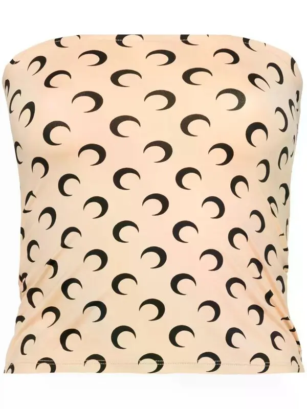 MARINE SERRE Moon-printed Strapless Tube Top