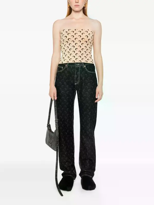 MARINE SERRE Moon-printed Strapless Tube Top