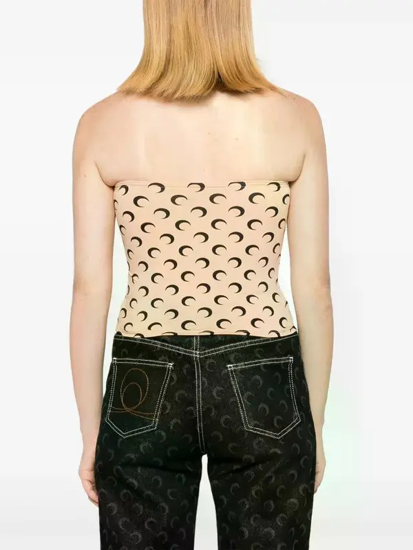 MARINE SERRE Moon-printed Strapless Tube Top